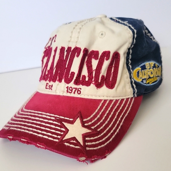 City Wear | Accessories | San Francisco Cap Red Blue And Cream | Poshmark